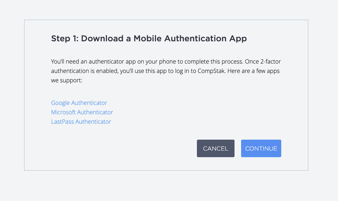 Setting up Two-Factor Authentication – CompStak Enterprise Support